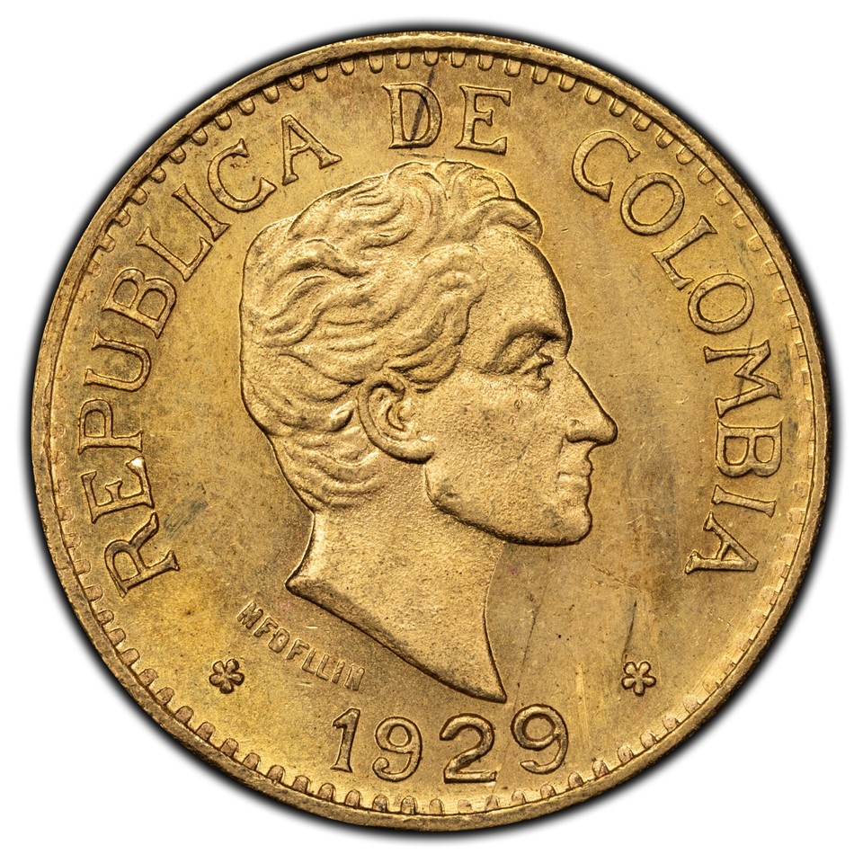 1929 Colombia 5 Pesos Gold Coin | eBay