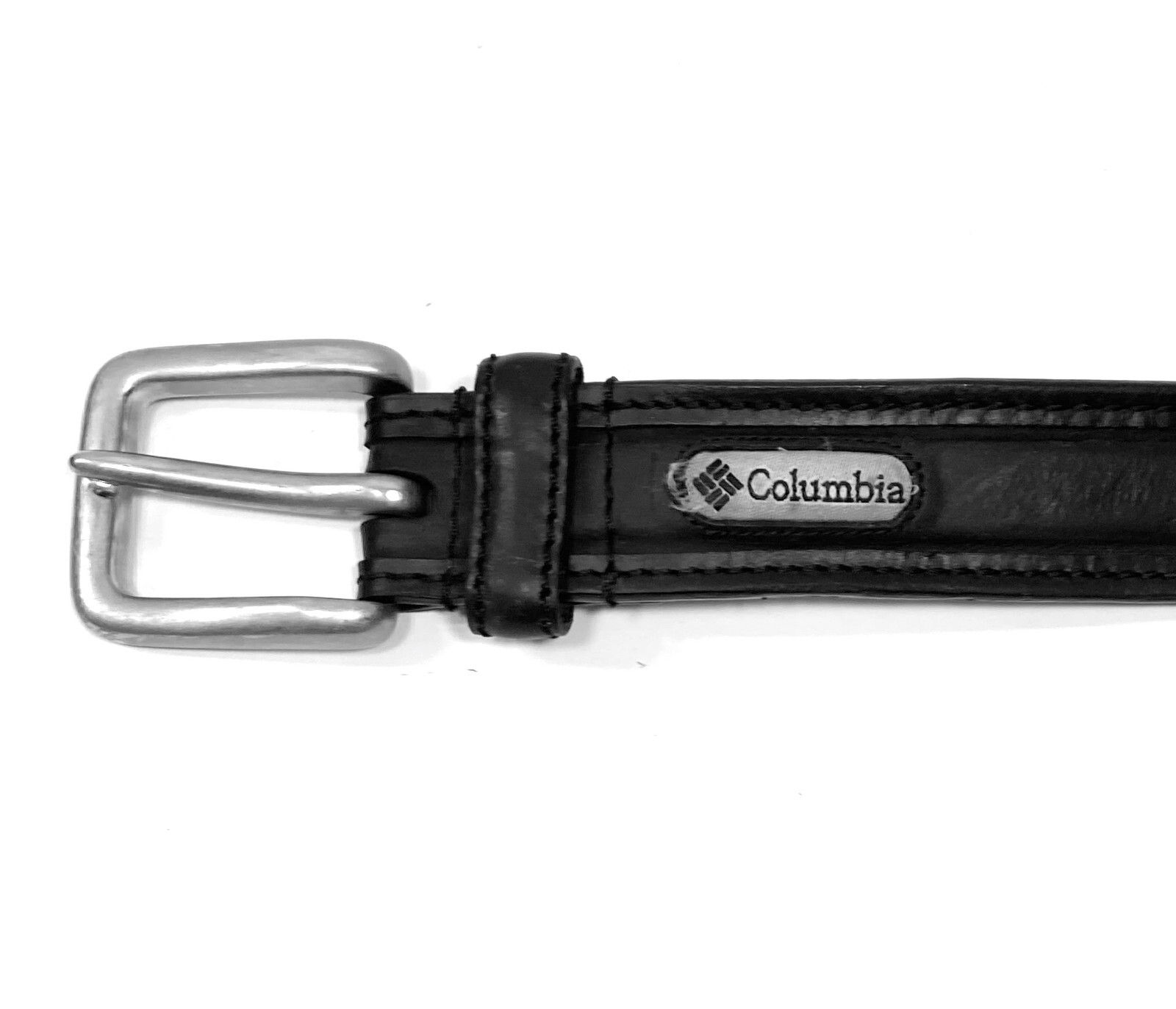 COLUMBIA BLACK LEATHER BELT WITH SILVER TONE BUCKLE, SIZE 38 | eBay