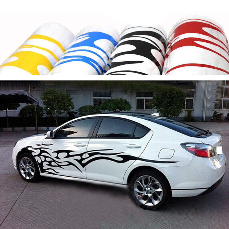 1Pair Graphics Decals Stickers Flame Fire Totem Car Styling Side Body ...