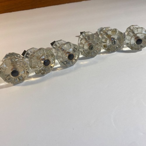 Vintage Clear Glass Fluted Drawer Cabinet Knobs With Hardware Set Of 6 ...