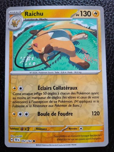 Carte Pokémon REVERSE Raichu 052/162 TEF Forces Temporelles(port groupé ...