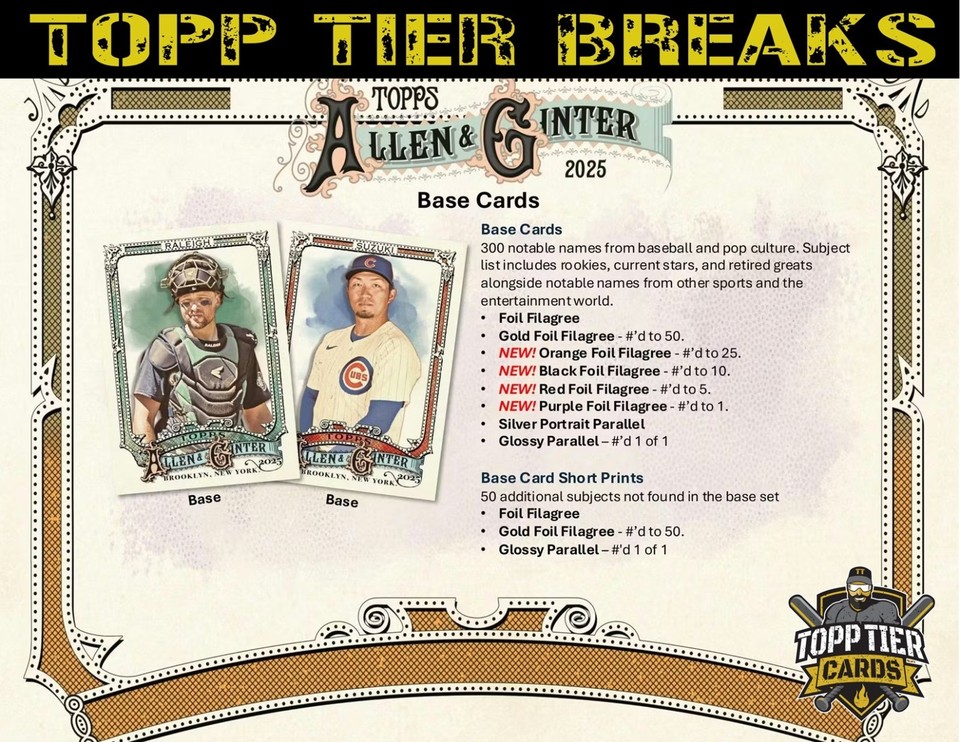 MIAMI MARLINS 2025 TOPPS ALLEN & GINTER 4X HOBBY BOX 1/3 CASE BREAK ...