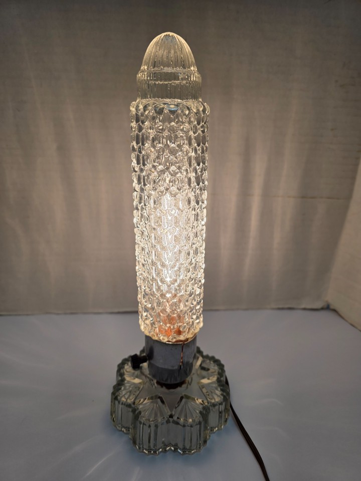 Vintage art deco torpedo skyscraper cut glass lamp | eBay