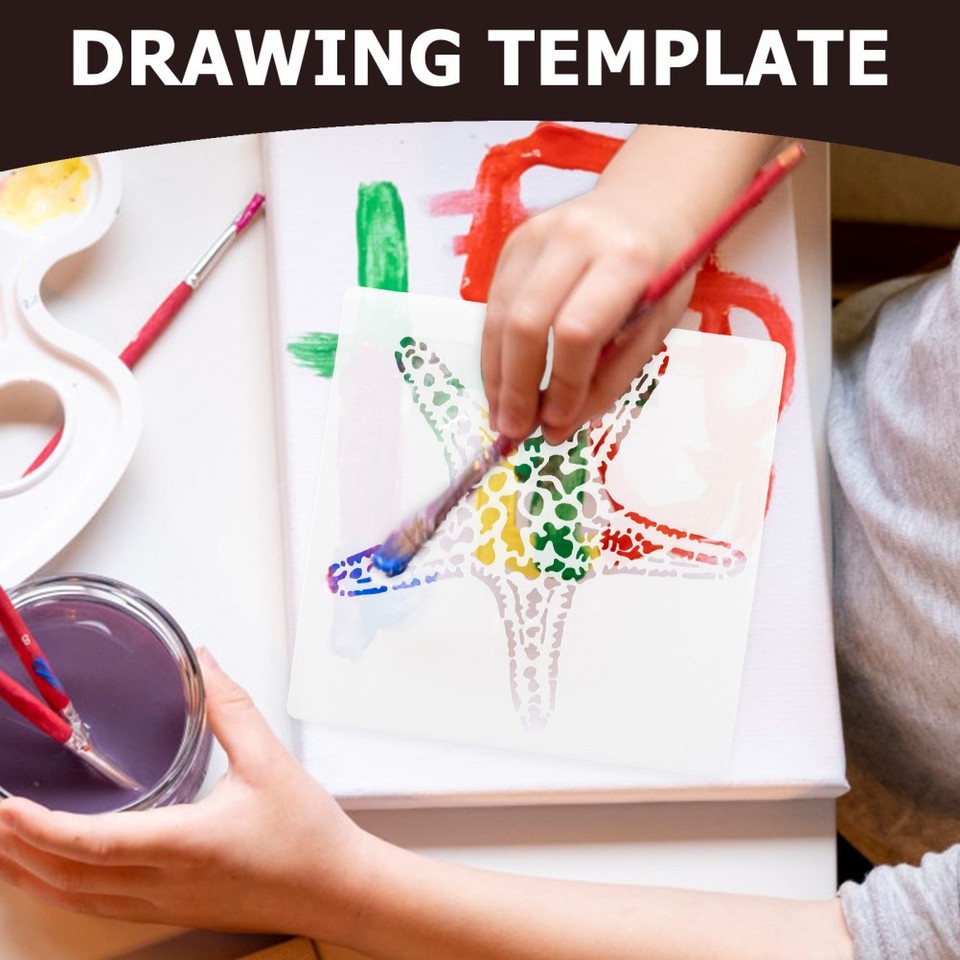 9 Pcs Sea Creatures Molds Stencils for Painting Beach Template Drawing ...