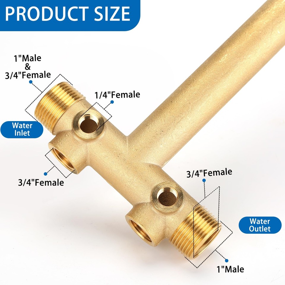 1"x 11"Well Pressure Tank Tee Kit with 40/60psi Pressure Switch,Brass ...