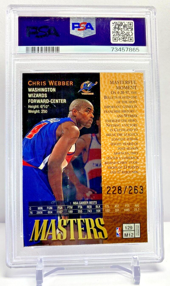 1997 Topps Finest Embossed Refractor #'d /263 Chris Webber Bullets PSA ...