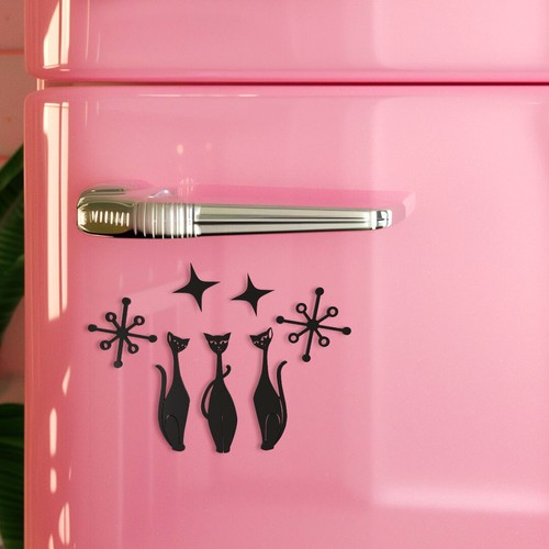 Midcentury Modern Atomic Space Cats Starburst Fridge Magnets MCM Decor ...