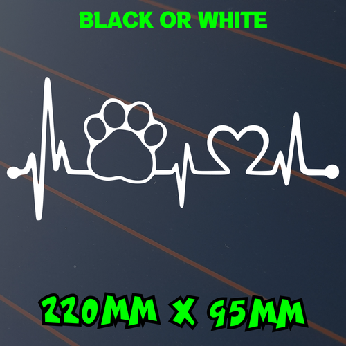 Paw Lifeline Sticker Car Decal Window Heart Beat Animals Dog Cat Love ...