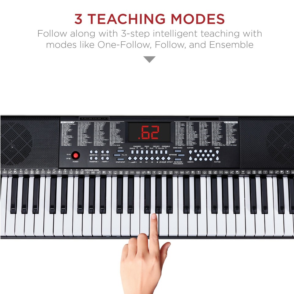 BCP 61-Key Piano Keyboard Set w/ LED Keys, Microphone, Stand, Stool | eBay