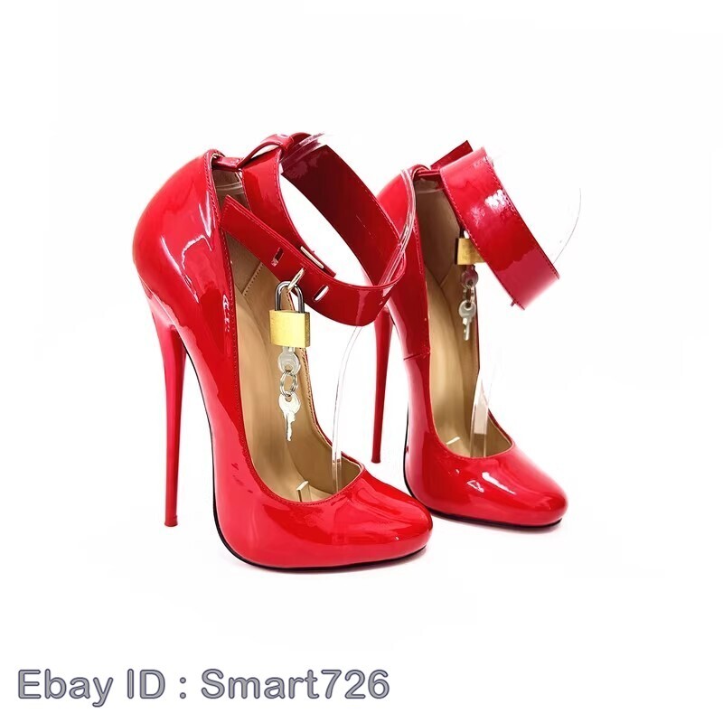Women Men Fetish Stiletos Pointy Toe 6Inch 16Cm High Heel Lockable ...