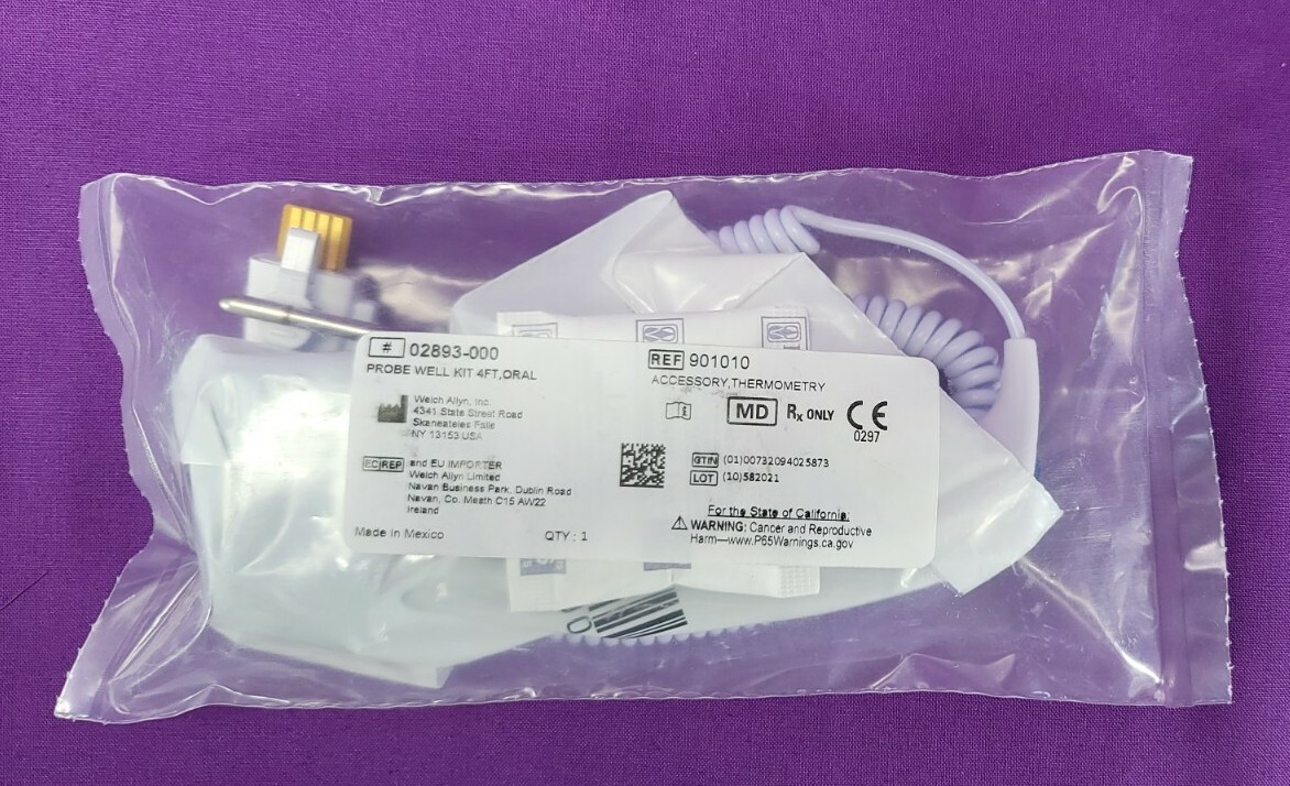 WELCH ALLYN ORAL PROBE WELL KIT 4FT FOR SURETEMP THERMOMTER # 02893-000 ...