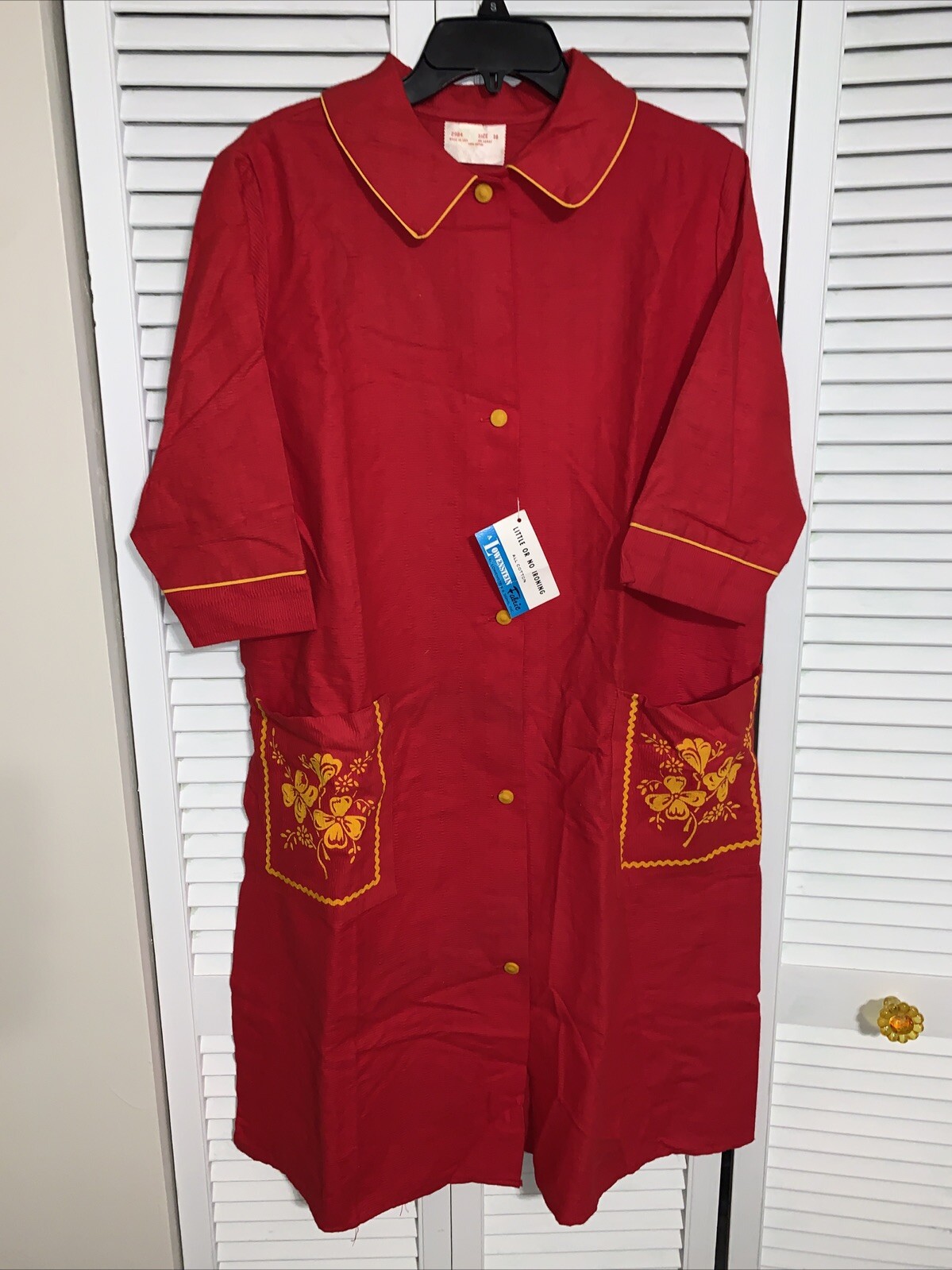 Vintage Red Mid Century House Coat Robe Fabrics by A.… - Gem