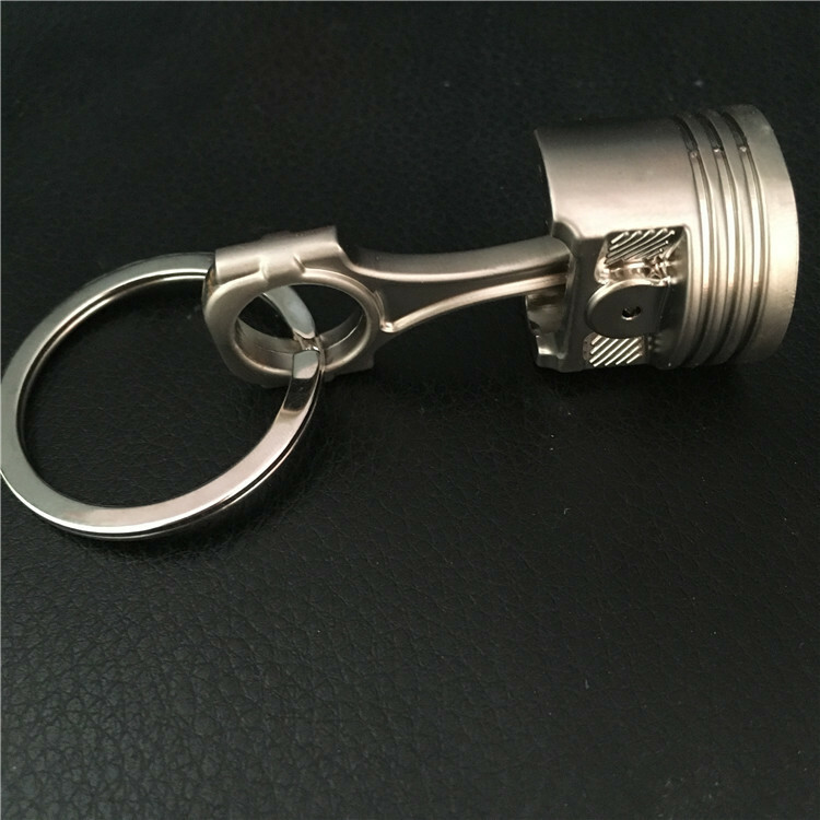 Piston Keychain Connecting Rod Car Engine Silver Metal 3D Keyring Key ...