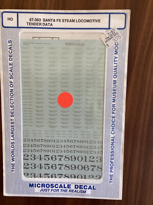 Microscale HO Decals #87-363, Santa Fe Steam Loco Tender Data | eBay