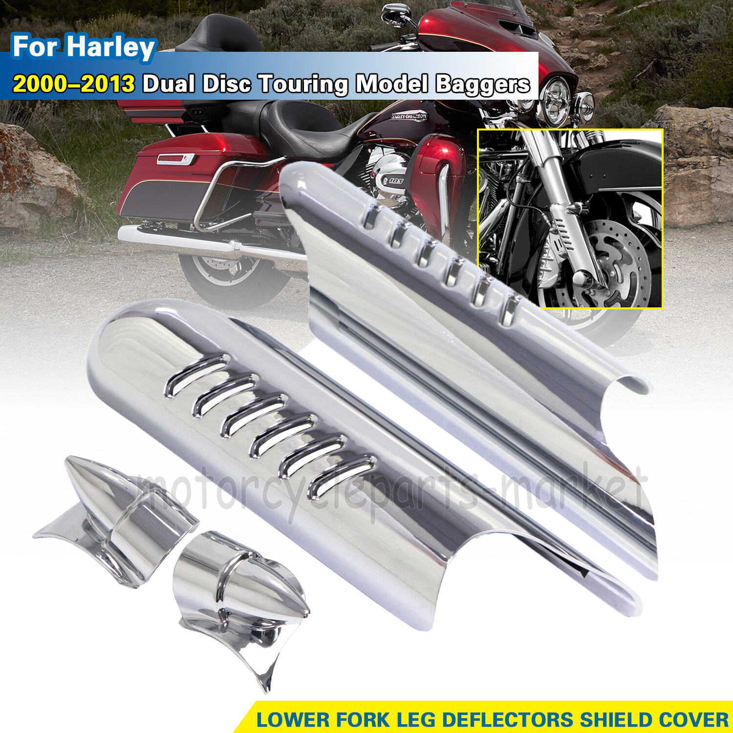 Lower Fork Leg Deflector Shield Cover For Harley Street Electra Glide ...