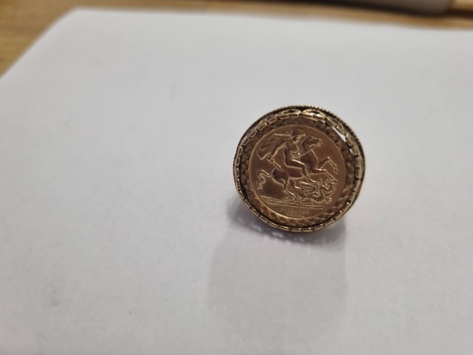 9ct st george coin ring scrap/wear | eBay UK