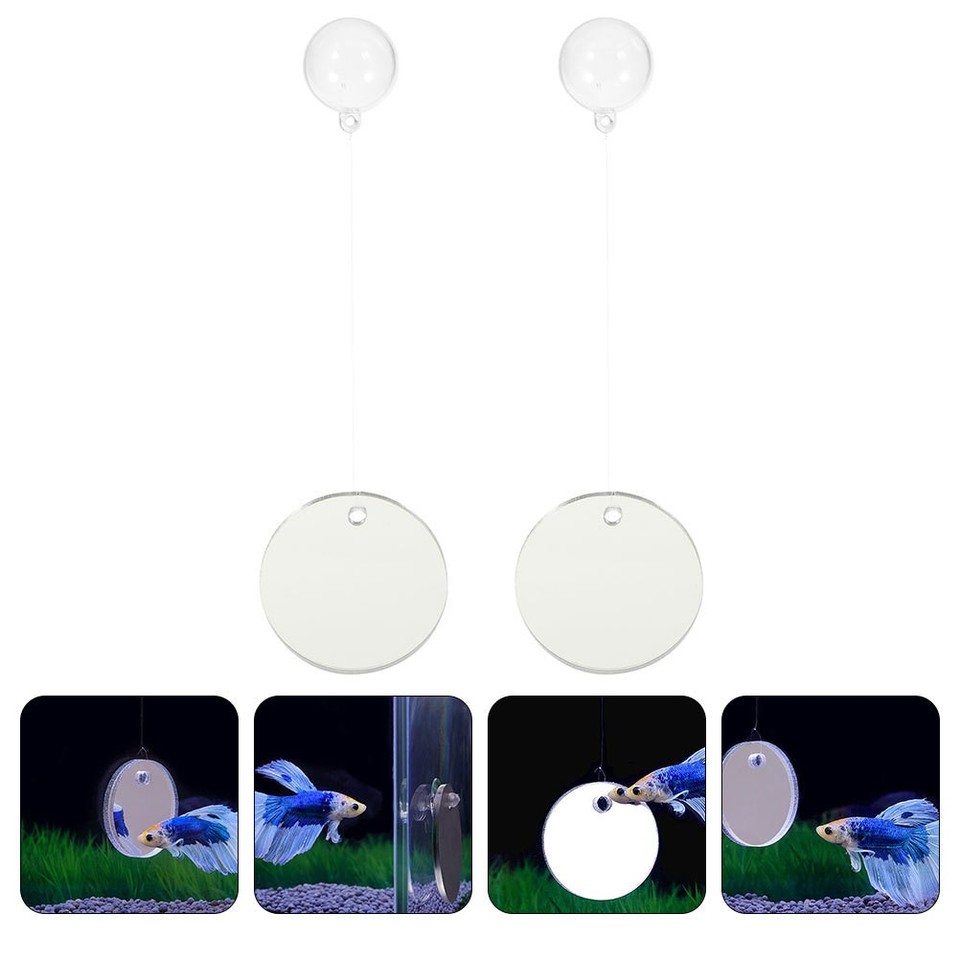 2 Sets Acrylic Floating Betta Fish Tank Mirrors Aquarium Decoration ...