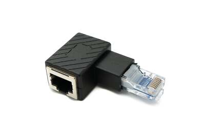 LAN Adapter RJ45 Plug to Socket Angle Ethernet Adapter Cable in black ...