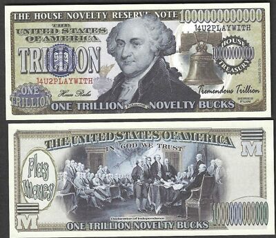 Adams Trillion Dollar Bill Play Money House Reserve Novelty Note + FREE ...