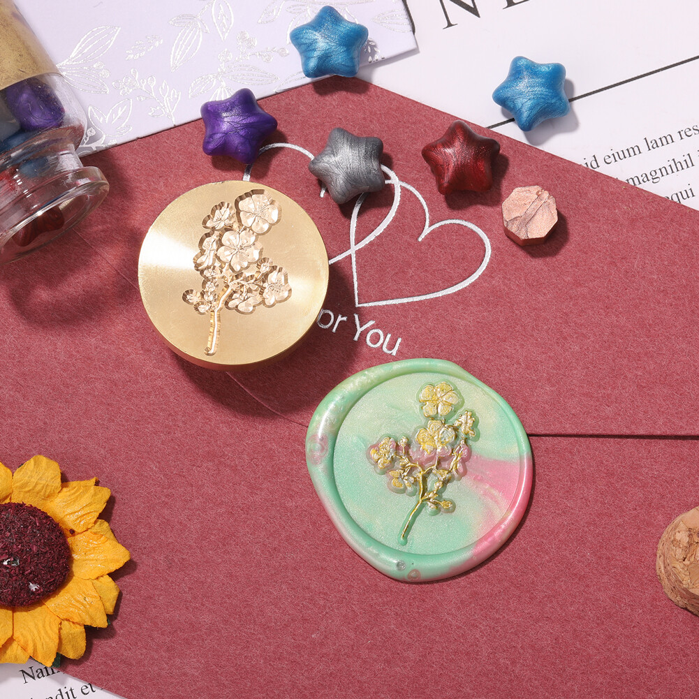 Grass Flower Wax Sealing Stamp Head Round Copper Stamps w/o Handle ...