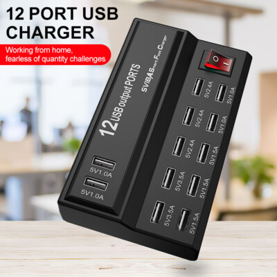 10/12 USB Quick Fast Charge Multi-Port Mains Charger Adapter USB Hub UK ...