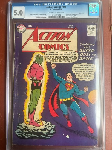 Action Comics 242 CGC 5.0 OW/W 1958 Swan Binder Brainiac Kandor SWEET ...