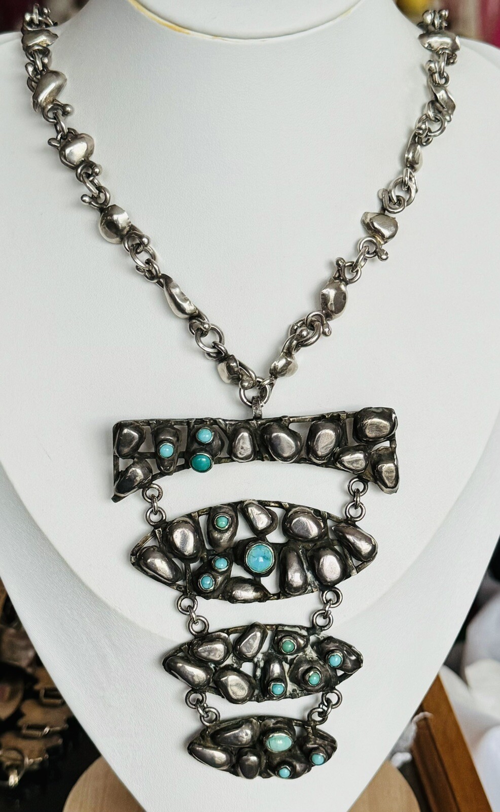 VTG 70s BRUTALIST Modernist RACHEL GERA Israel STERLI… - Gem