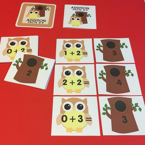 HOOT OWL- Addition Facts 0-9 Matching Game 48 Cards | eBay