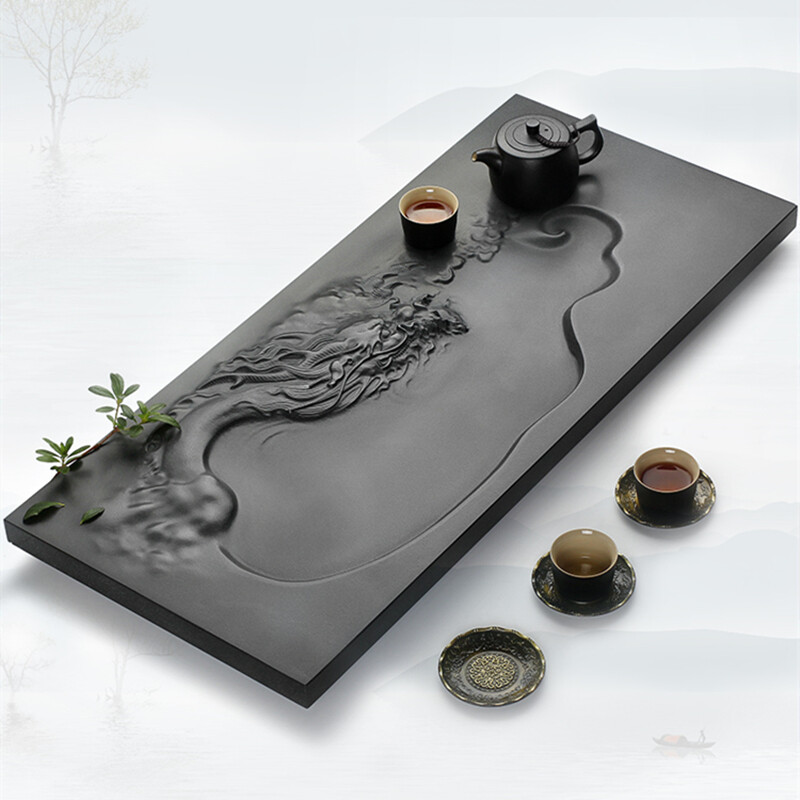 heavy stone tea tray hand carved dragon relief vivid weighted tea table ...