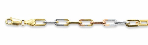 090-3.8MM Tri Color Square Forzatina .925 Solid Sterling Silver Made ...