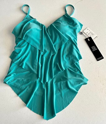 Magic Suit Rita Ruffled Tankini Swim Top Size 8 Slimming Bahama Blue ...