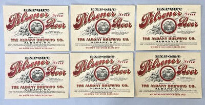 LOT OF 6 ALBANY BREWING (1906) LABELS Pre-Pro Color Litho Export ...