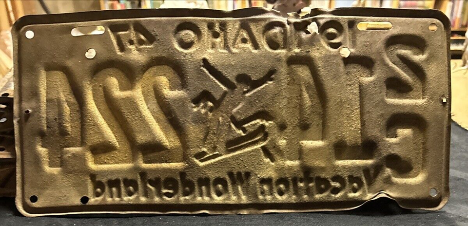 1947 IDAHO SKIER License Plate - Ski Snowboard Winter Snow VACATION ...