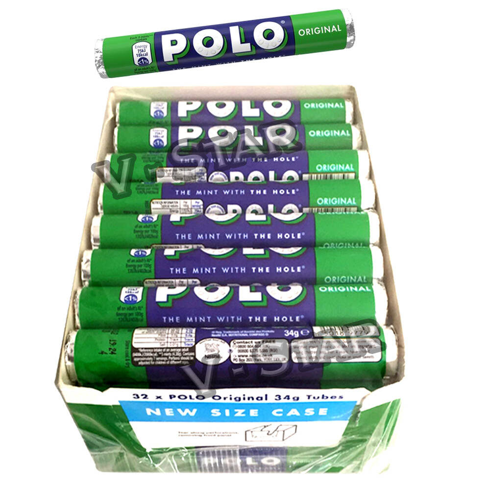 NESTLE POLO SUGAR FREE ORIGINAL MINTS BOX OF 32 ROLLS OF 34g TUBES ...