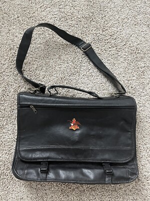 VTG Monarch Luggage Leather Brief Case Shoulder Bag Anheuser Busch Beer ...