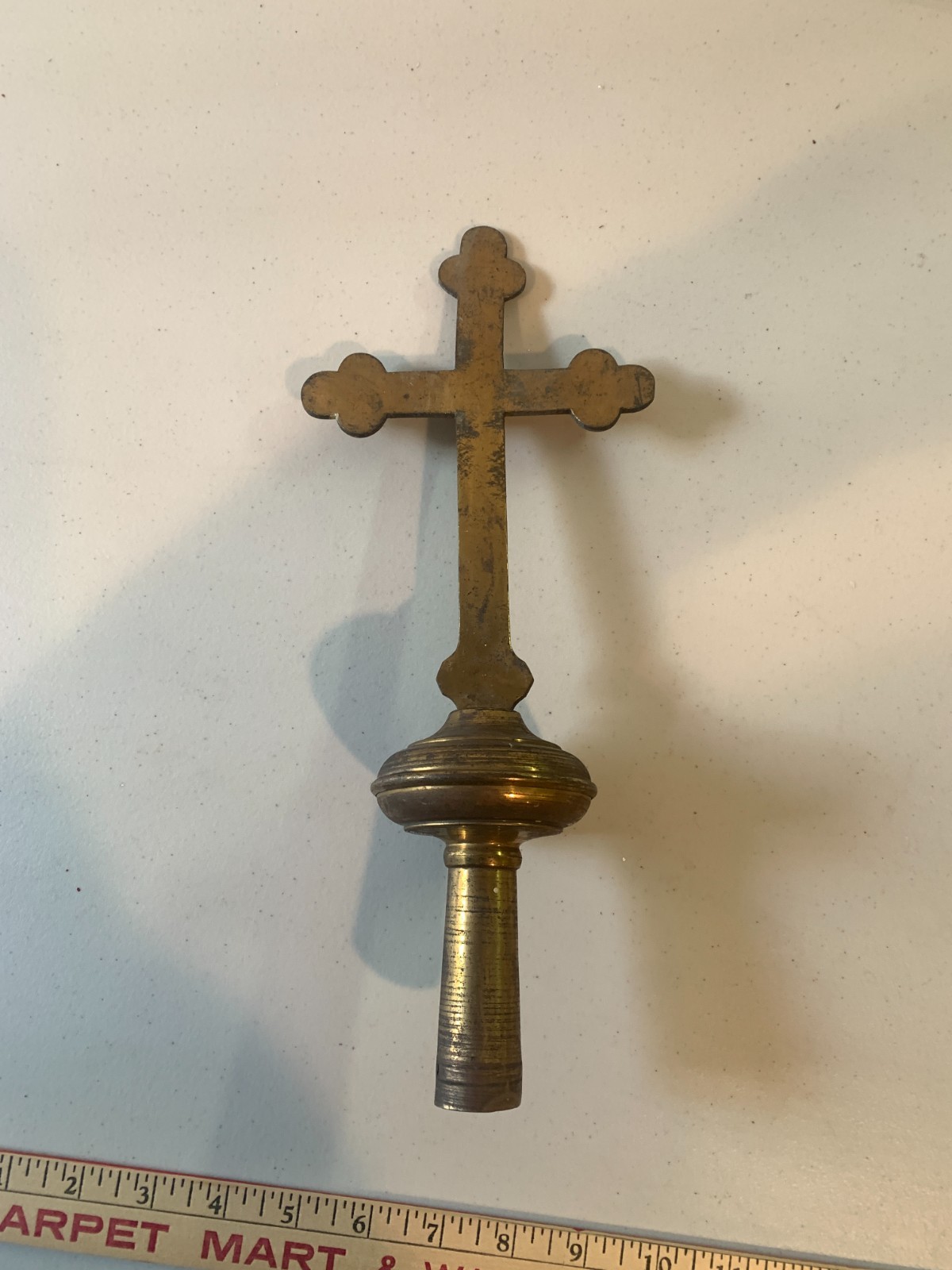 Vintage Christian Catholic Gilt Brass Cross Staff Flag Pole Topper ...