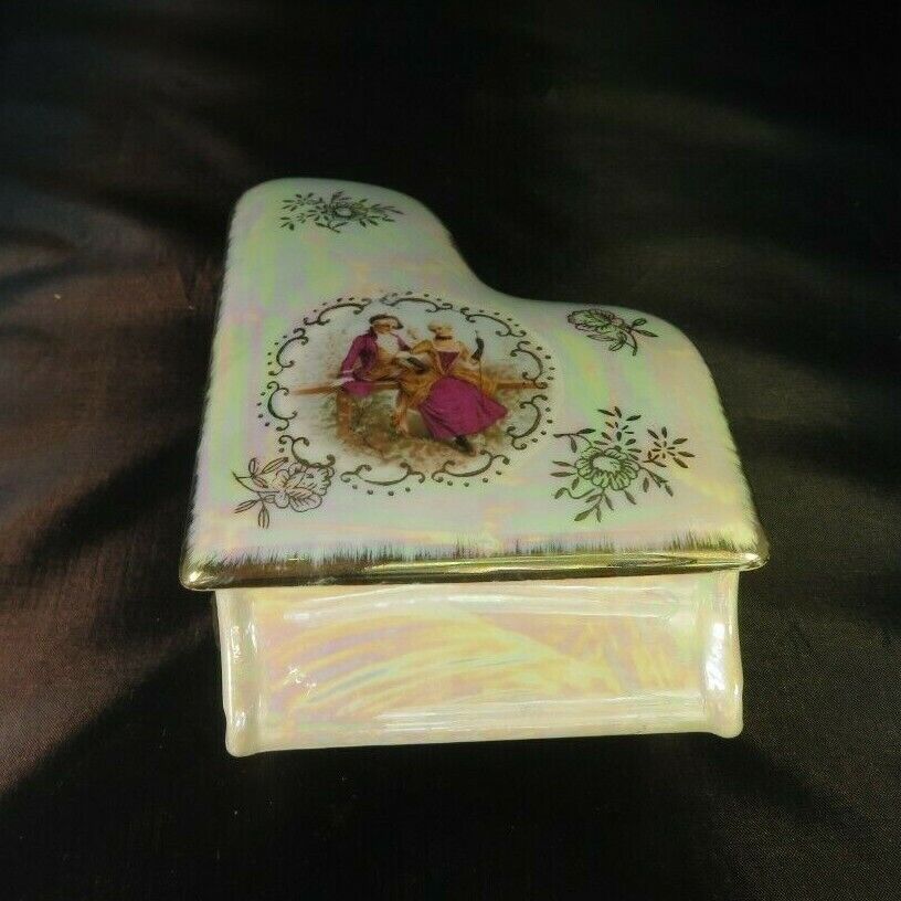 Beautiful ceramic Piano TRINKET JEWELRY BOX Victorian Picture (Empress ...