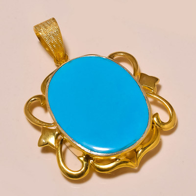 Composite Turquoise Pendant,Turquoise Pendant,Handmade Gemstone Silver ...