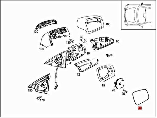 Genuine MERCEDES BBDC S204 W204 Mirror glass 2048100421 | eBay