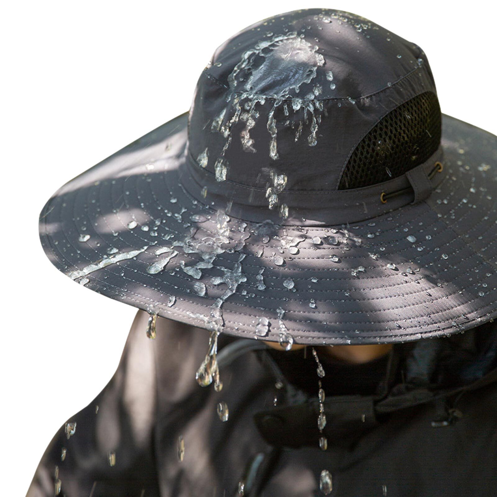 Outdoor UV Protection Cover Sun Hat Face Neck Flap Cap Wide Brim Beach ...