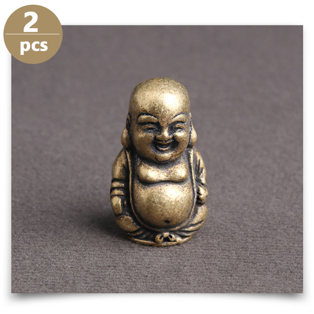 2 PCS Buddha Statue Bronze Brass Figurine Zen Figure Lucky Wealth ...
