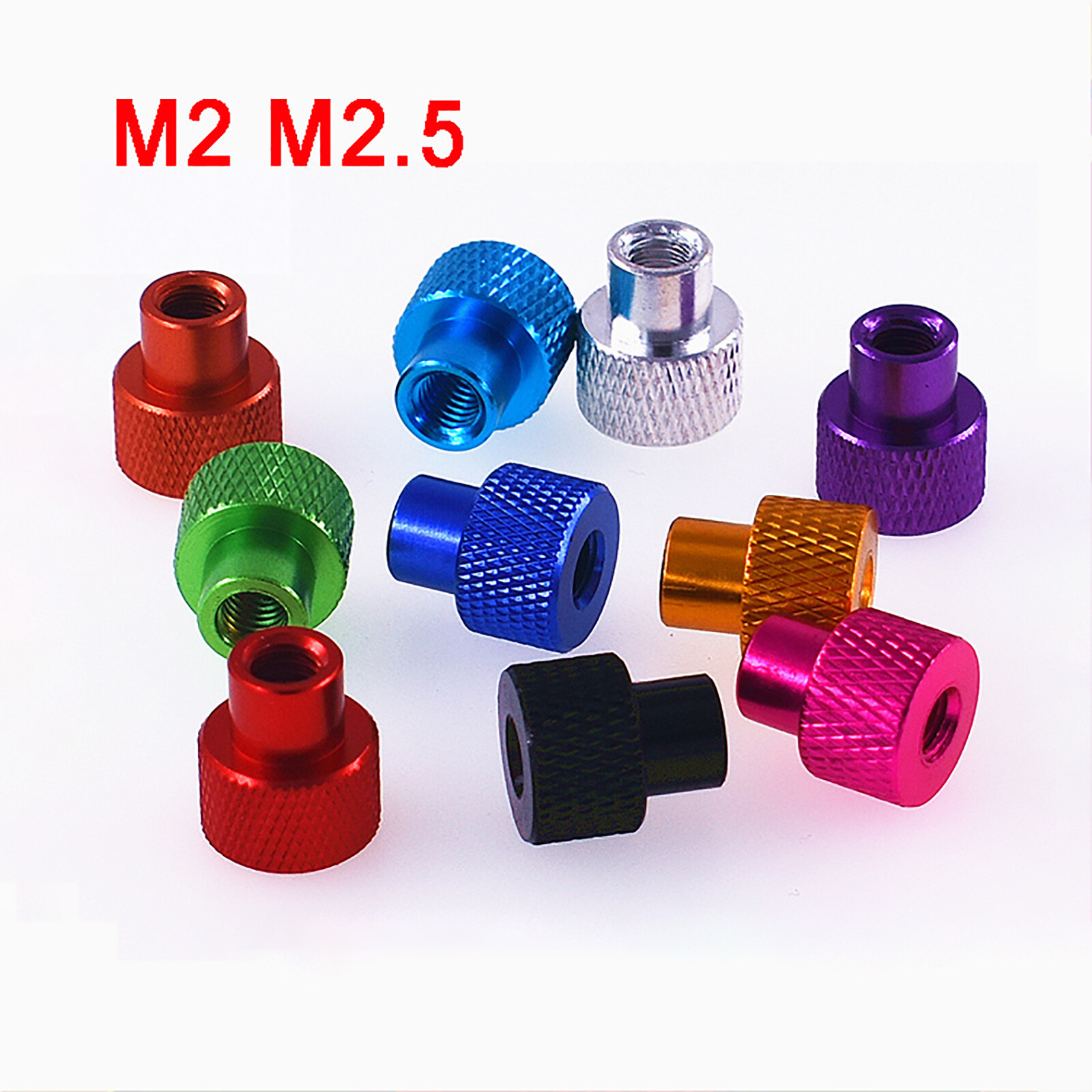 Through Hole M2 M2.5 High Type Knurled Thumb Nuts Aluminium Hand Grip ...