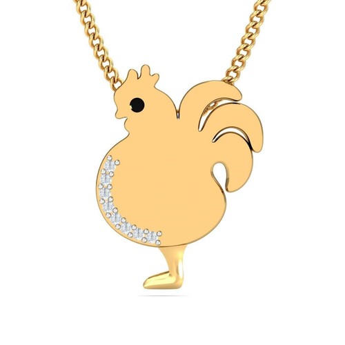 0.40Ct Round Cut Lab Created Diamond Women Hen Pendant 14K Yellow Gold ...