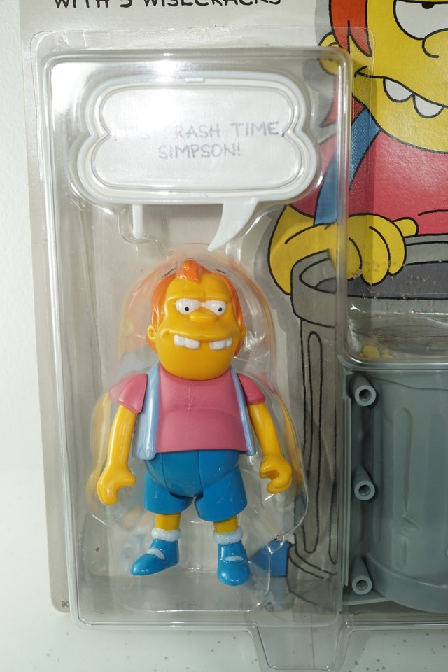 Mattel The Simpsons Bully Nelson figure Plastic Dustbin MOC 1990 Clear ...