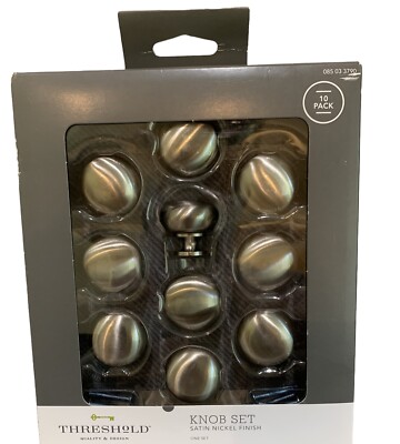 Threshold Set of 10 Satin Nickel Finish Knobs with Hardware New in Box | eBay