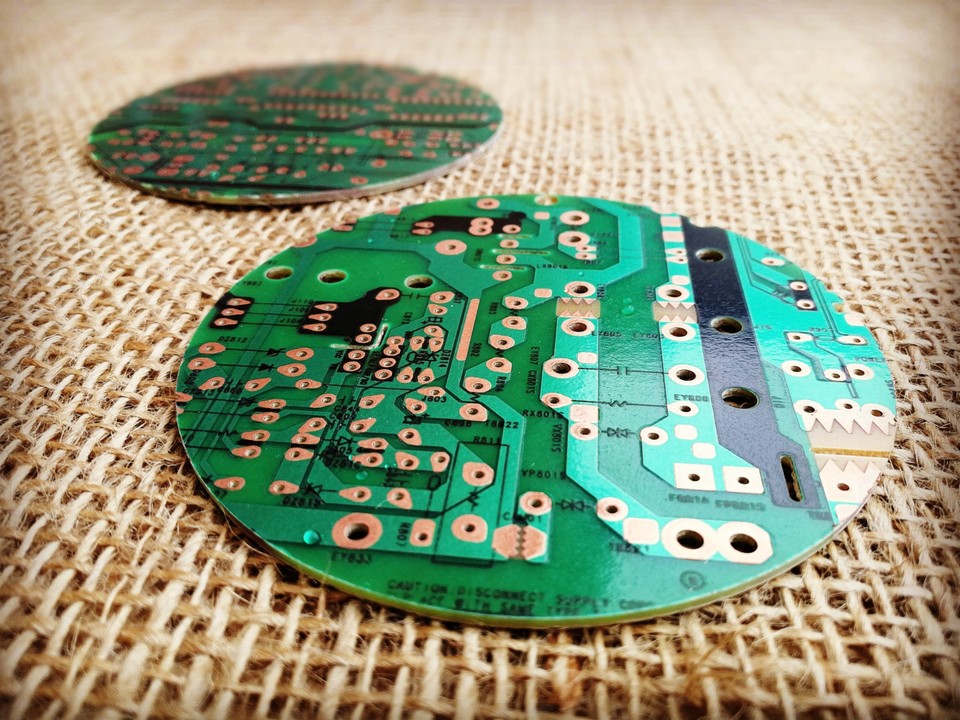 Eco Drinks Coasters Handmade from Green Recycled Computer Circuit Board ...