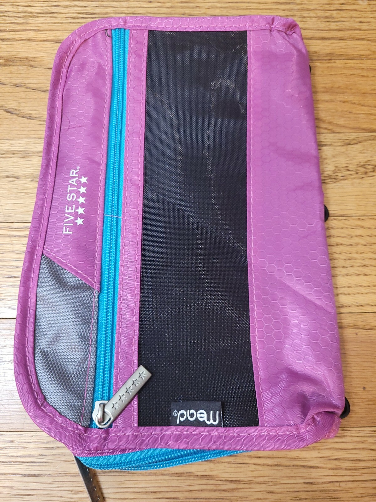 Mead Five Star Pen Pencil Case Zippered 3 Ring Binder Pouch Pink NWOT ...