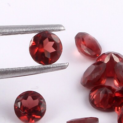 2.5 MM Natural Red Garnet Round Calibrated Loose Gemstone Handmade Cut ...