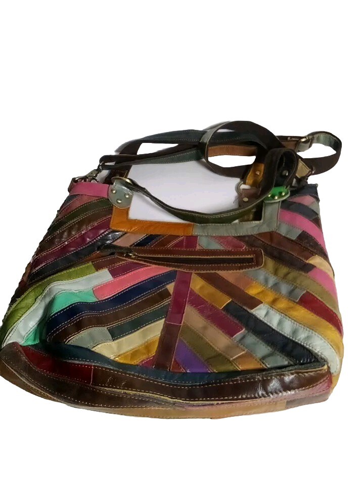 Ameri Leather Patchwork Leather Multi Color Women’s Shoulder Bag & Longer Strap | eBay