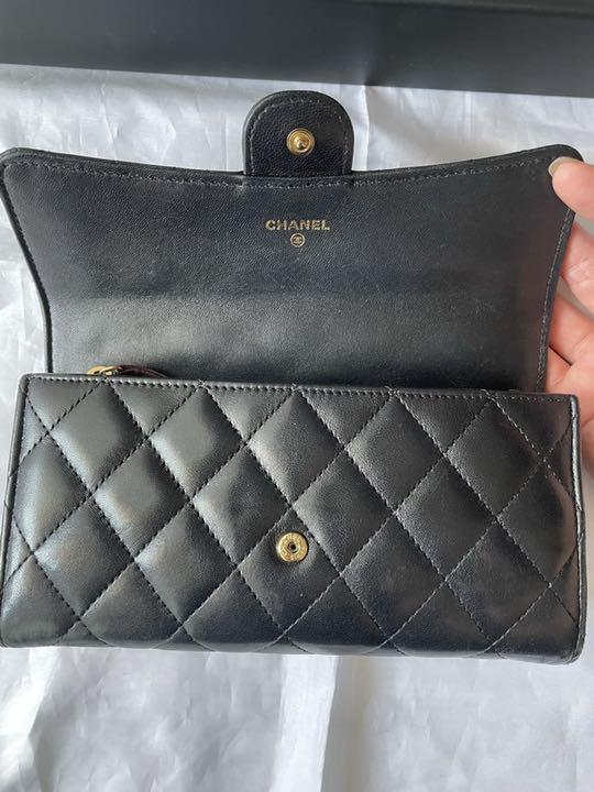 Chanel Quilted Classic Long Flap Long Wallet Black Le… - Gem